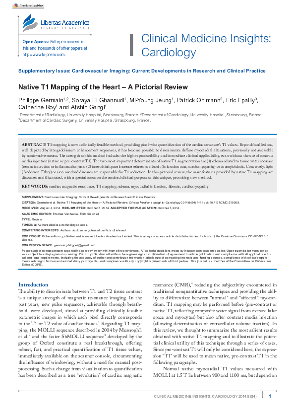 (PDF) Native T1 mapping of the heart - a pictorial review