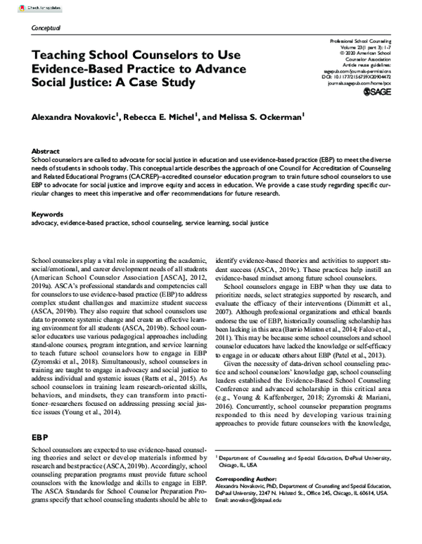 (PDF) Teaching School Counselors to Use Evidence-Based Practice to ...