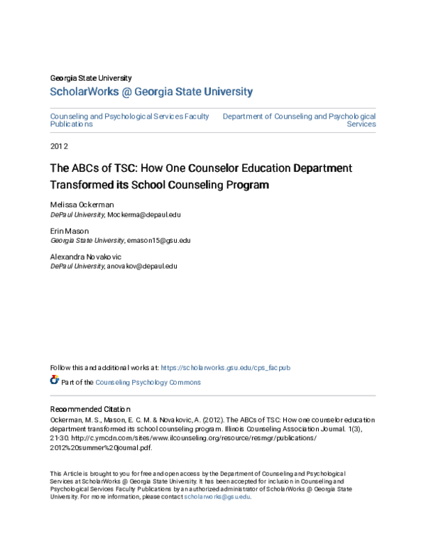 (PDF) The ABCs of TSC: How One Counselor Education Department ...