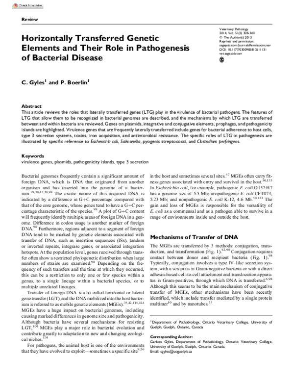 (PDF) Horizontally Transferred Genetic Elements and Their Role in Pathogenesis of Bacterial ...