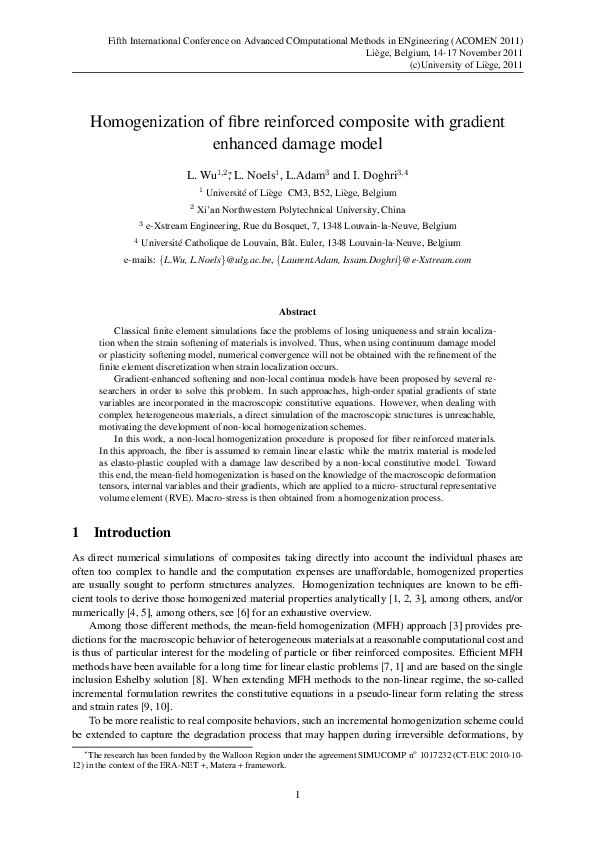 (PDF) Homogenization of fibre reinforced composite with gradient enhanced damage model