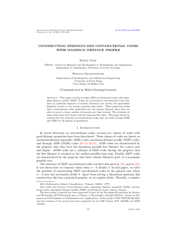 (PDF) Constructing strongly-MDS convolutional codes with maximum distance profile