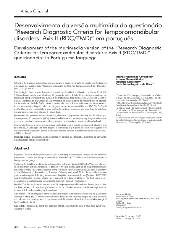 (PDF) Development of the multimedia version of the “Research Diagnostic ...