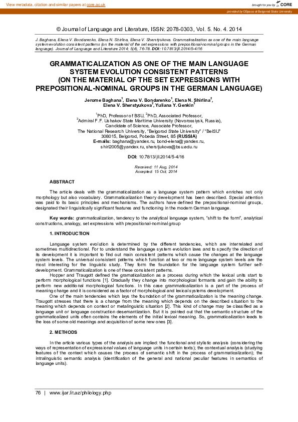(PDF) Grammaticalization as one of the main language system evolution ...