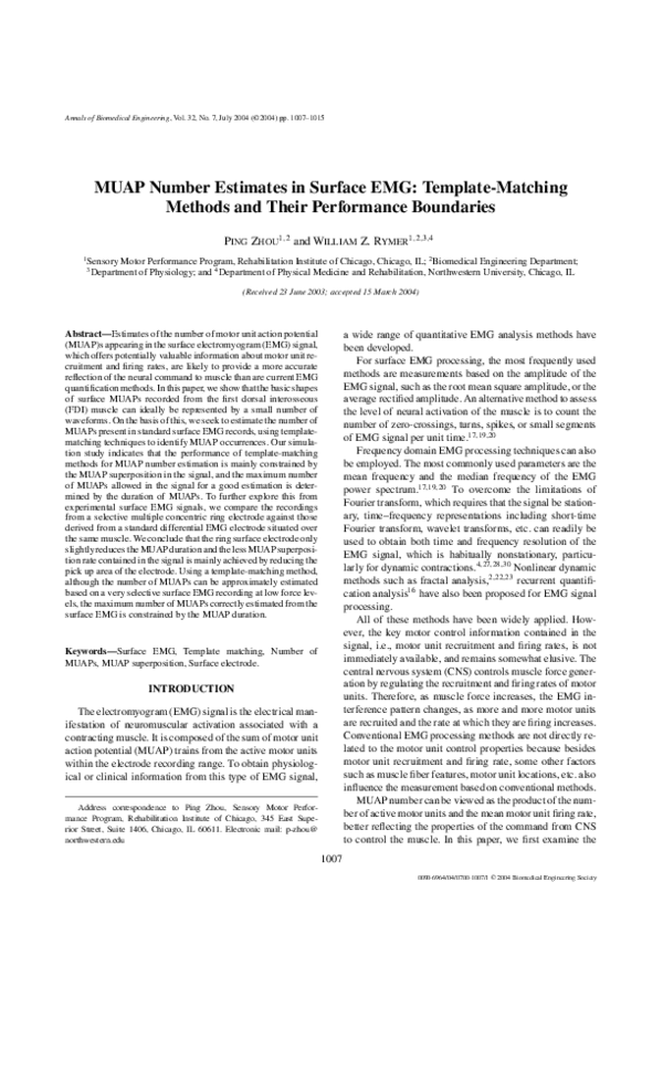 (PDF) MUAP Number Estimates in Surface EMG: Template-Matching Methods ...