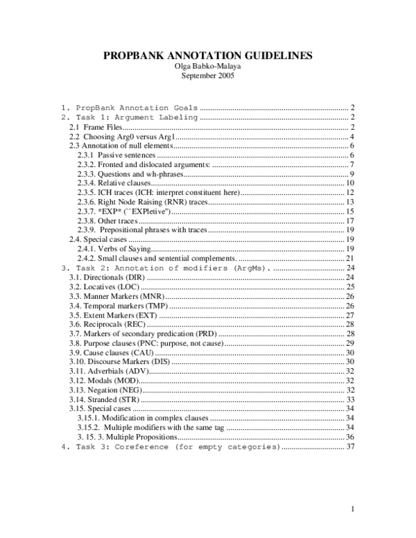 (PDF) PropBank Annotation Guidelines