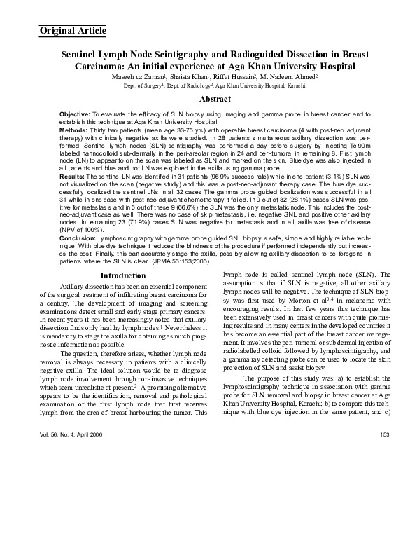 (PDF) Sentinel Lymph Node Scintigraphy and Radioguided Dissection in Breast