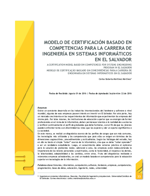(PDF) Modelo de certificacion basado en competencias para la carrera de ingenieria en sistemas ...