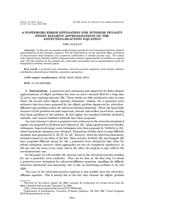 Pdf A Posteriori Error Estimation In Finite Elements
