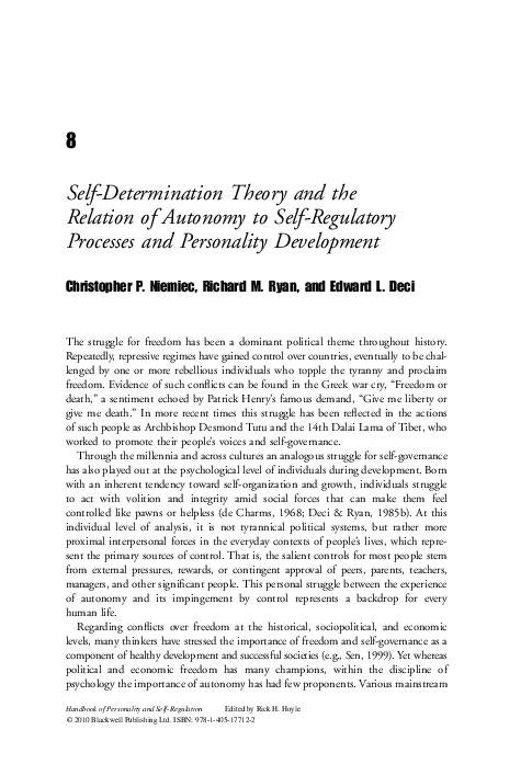 (PDF) Self-Determination Theory and the Relation of Autonomy to Self ...