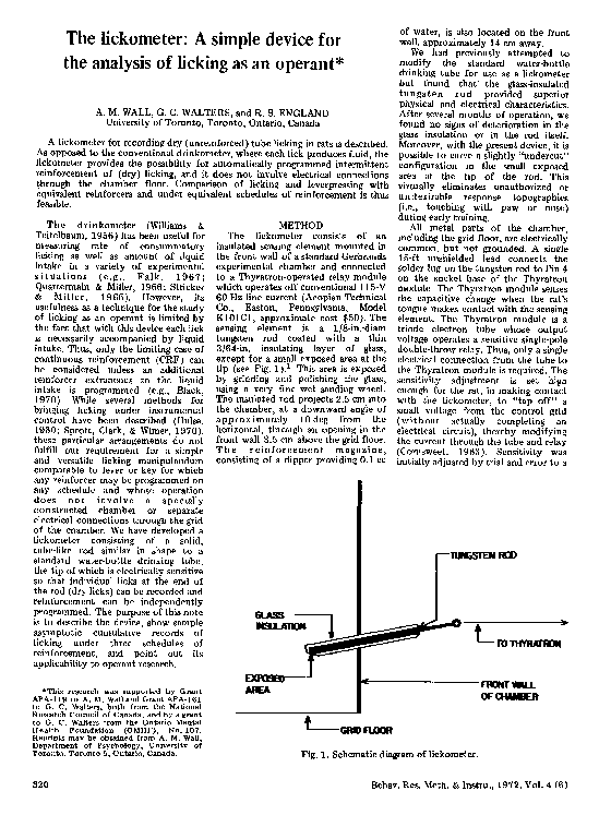 (PDF) The lickometer: A simple device for the analysis of licking as an ...