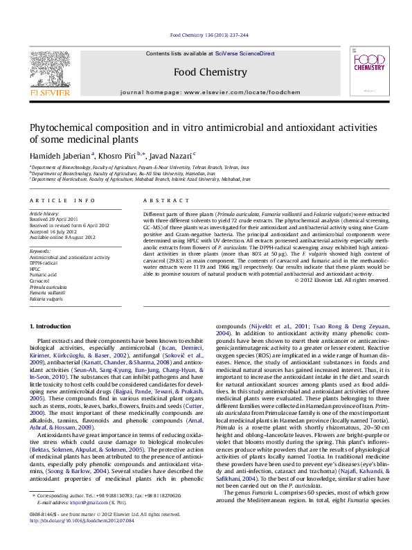 (PDF) Phytochemical composition and in vitro antimicrobial and ...