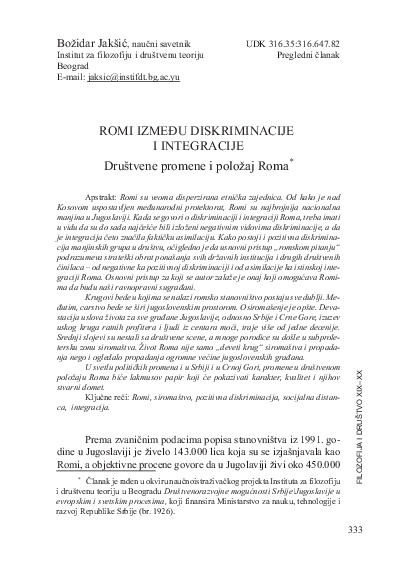 (PDF) Roma between discrimination and integration: Social change and ...