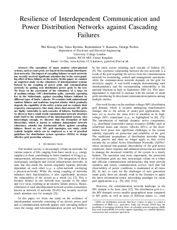 (PDF) Resilience of interdependent communication and power distribution networks against ...