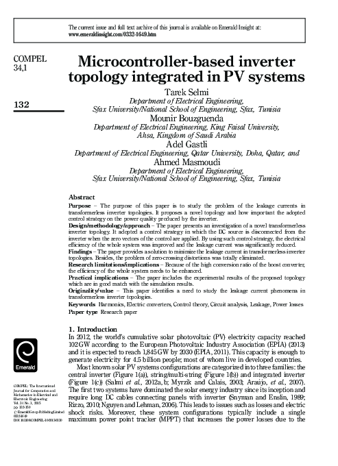 (PDF) Microcontroller-based inverter topology integrated in PV systems