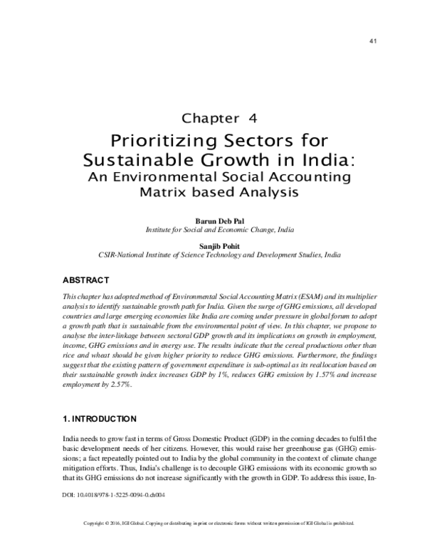 (PDF) Prioritizing Sectors for Sustainable Growth in India