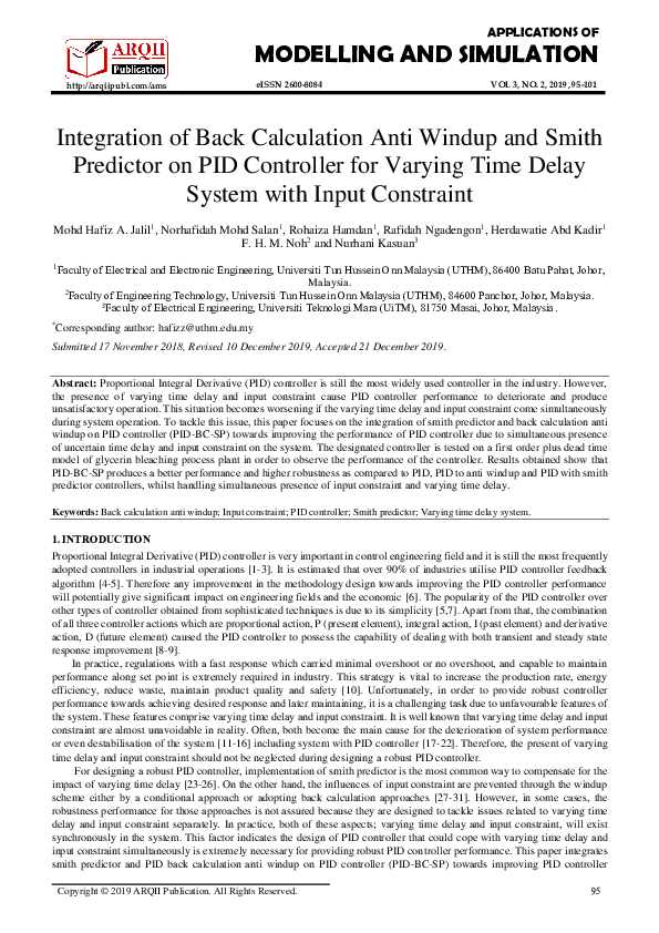 (PDF) Integration of Back Calculation Anti Windup and Smith Predictor ...