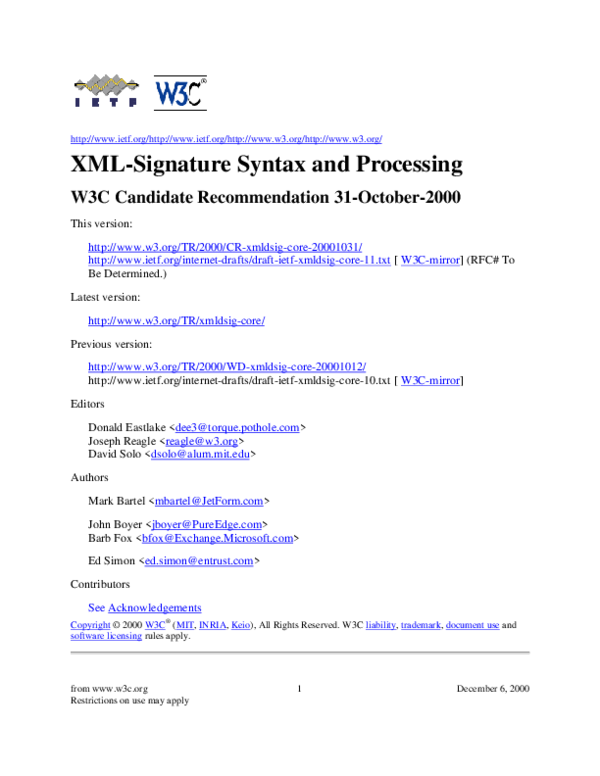 (PDF) XML-Signature Syntax and Processing (PDF) XML-Signature Syntax and Processing