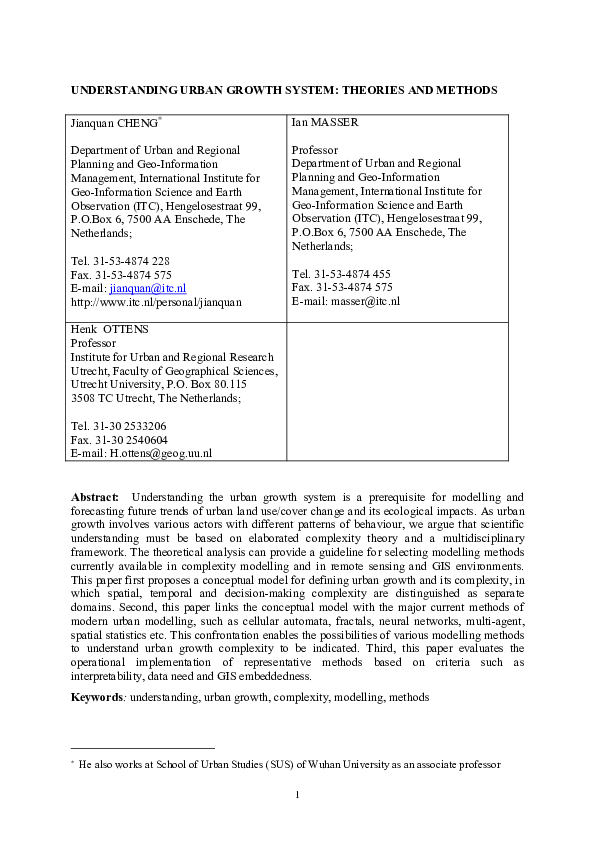 (PDF) Understanding Urban Growth: a Conceptual Model