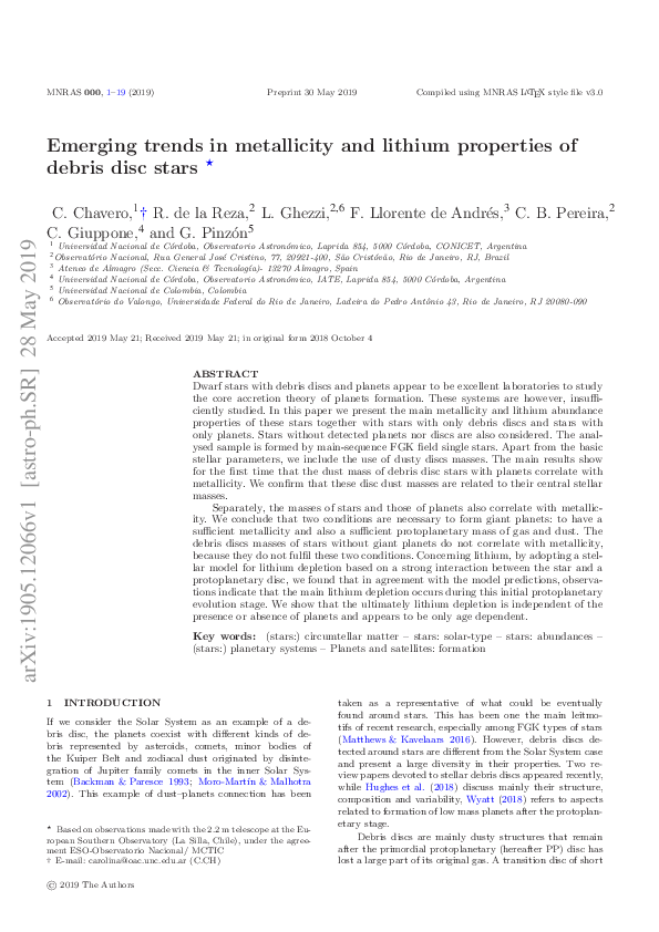 (PDF) Emerging trends in metallicity and lithium properties of debris ...