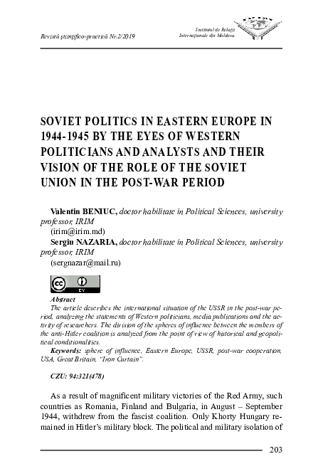 (PDF) Soviet politics in Eastern Europe in 1944-1945 by the eyes of ...