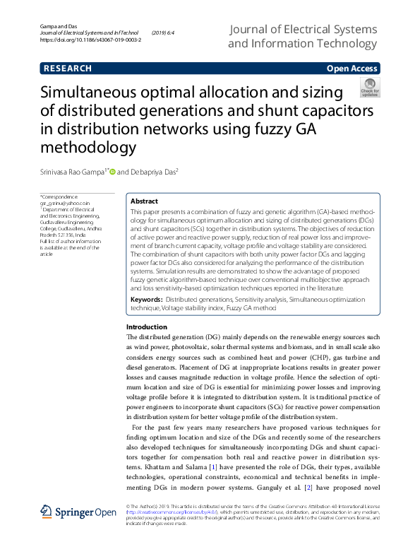 Pdf Simultaneous Optimal Allocation And Sizing Of Distributed Generations And Shunt Capacitors 1661