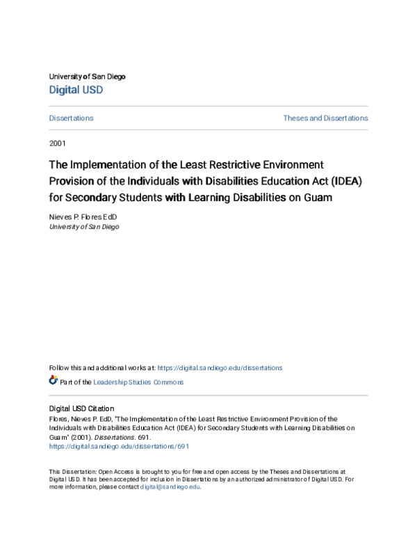 (PDF) The Implementation of the Least Restrictive Environment Provision ...