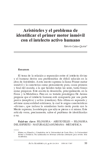 (PDF) Aristóteles y el problema de identificar el primer motor inmóvil ...