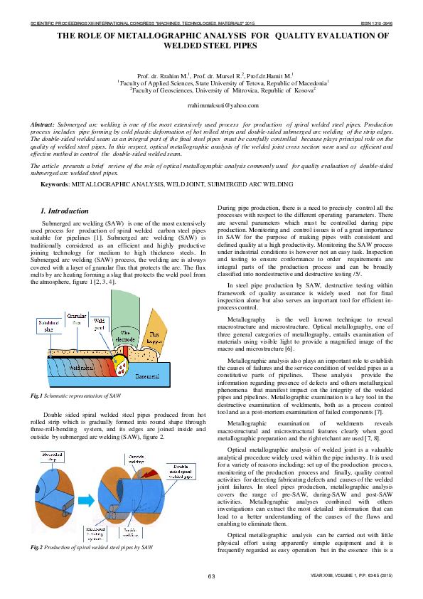 (PDF) The Role of Metallographic Analysis for Quality Evaluation of ...