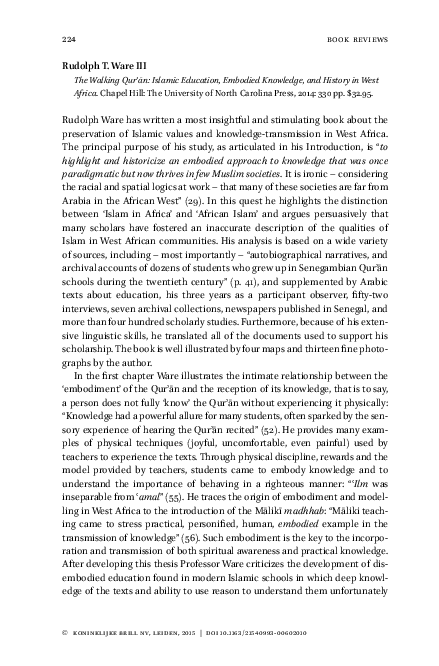 (PDF) The Walking Qurʾān: Islamic Education, Embodied Knowledge, and ...