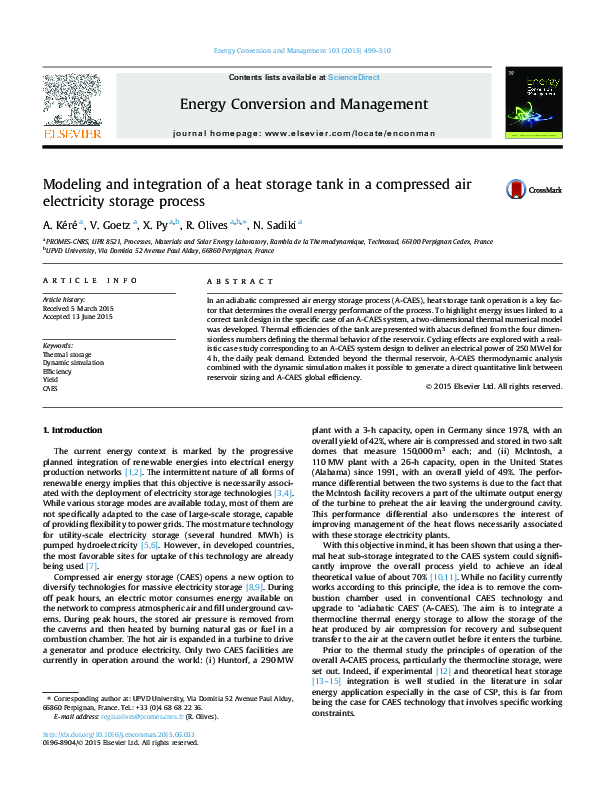 (PDF) Modeling and integration of a heat storage tank in a compressed ...