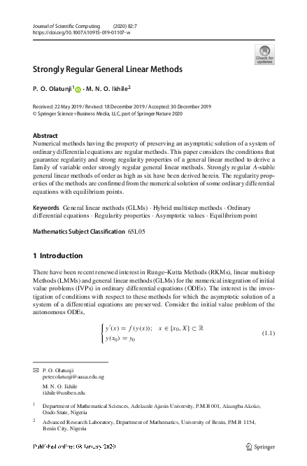 Pdf Strongly Regular General Linear Methods