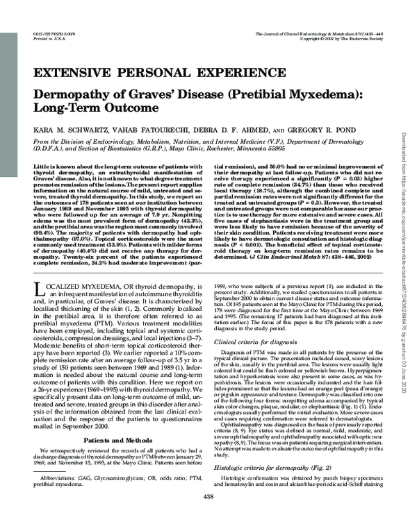 (PDF) Dermopathy of Graves’ Disease (Pretibial Myxedema): Long-Term Outcome