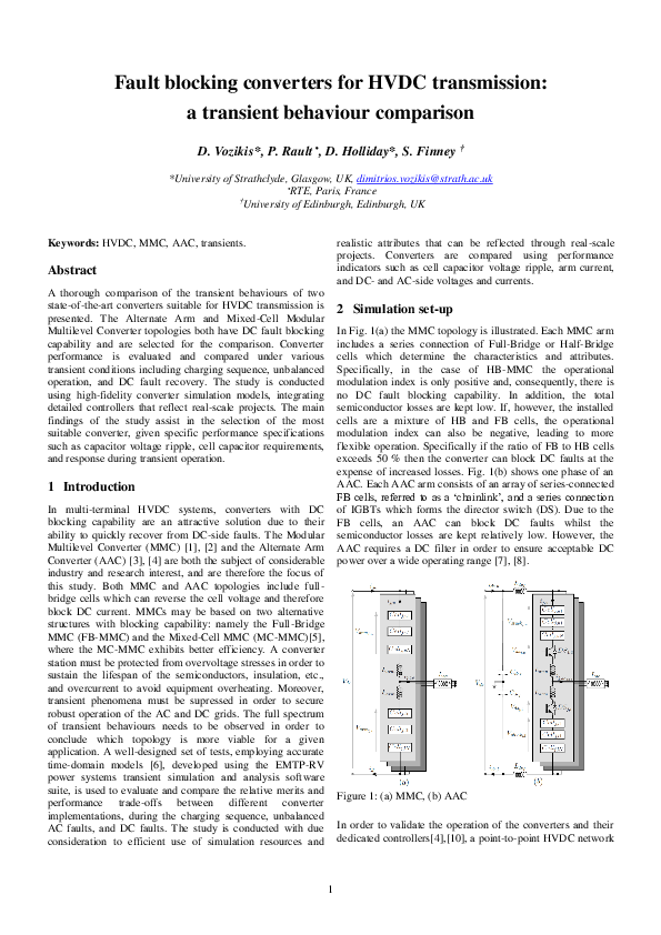 (PDF) Fault blocking converters for HVDC transmission: a transient ...