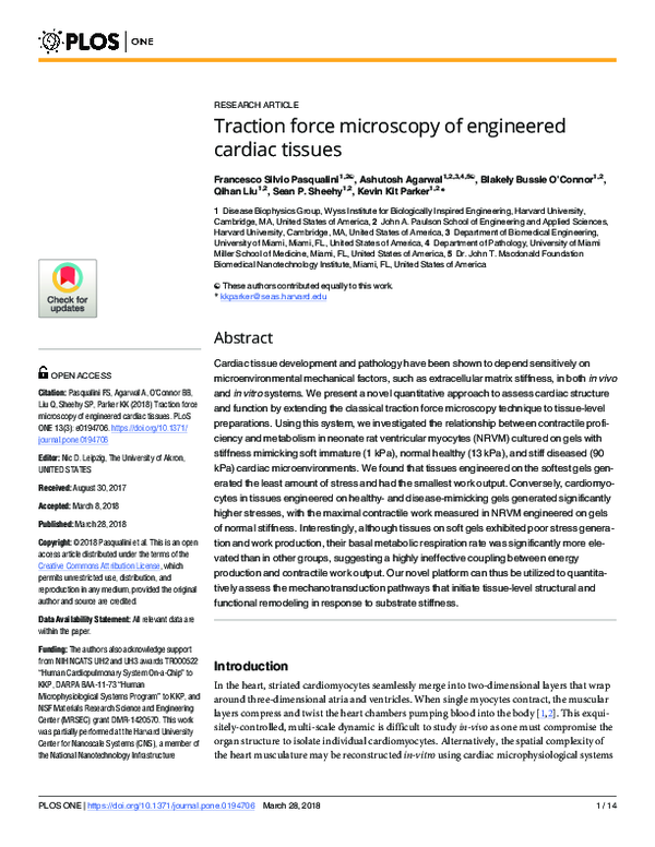 (PDF) Traction force microscopy of engineered cardiac tissues