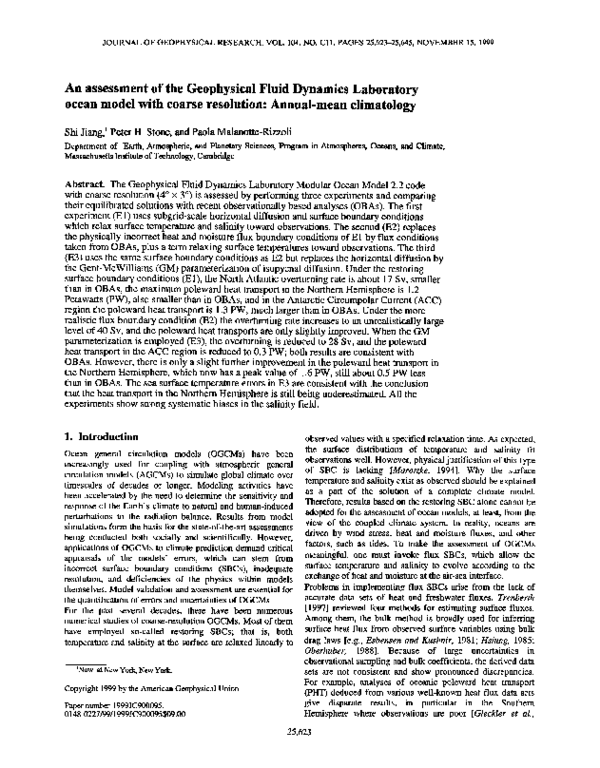 (PDF) An assessment of the Geophysical Fluid Dynamics Laboratory ocean ...