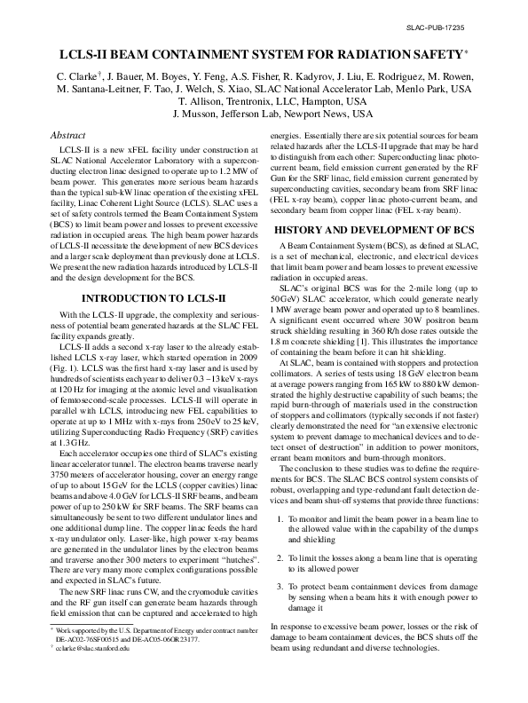 (PDF) LCLS-II Beam Containment System for Radiation Safety