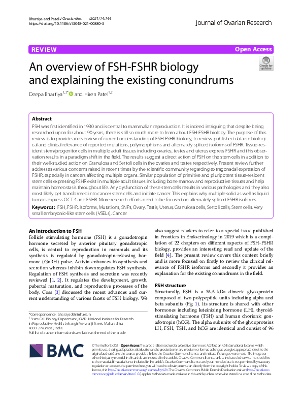 (PDF) An overview of FSH-FSHR biology and explaining the existing ...