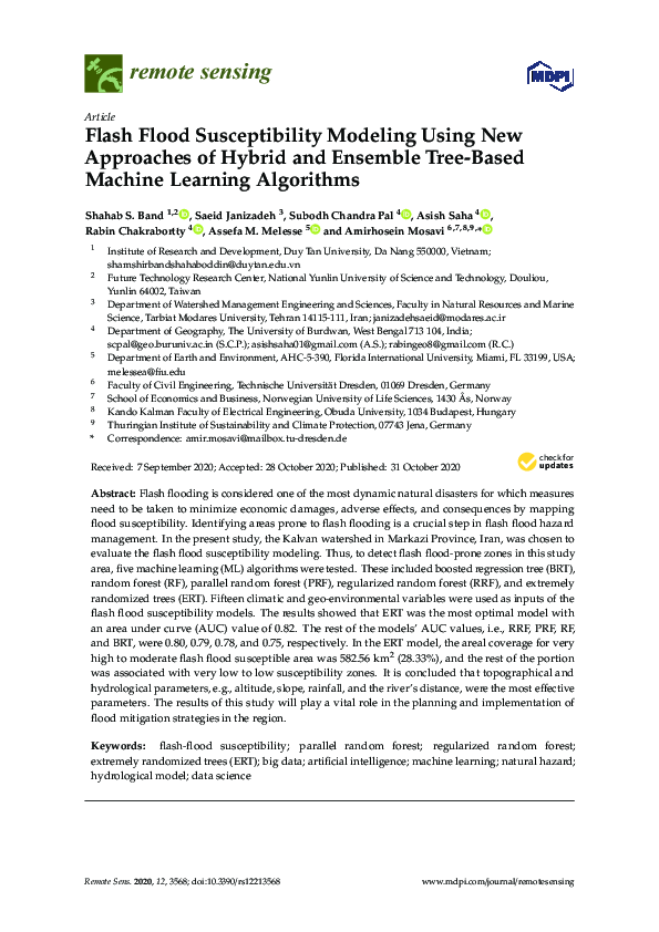 Pdf Flash Flood Susceptibility Modeling Using New Approaches Of Hybrid And Ensemble Tree Based