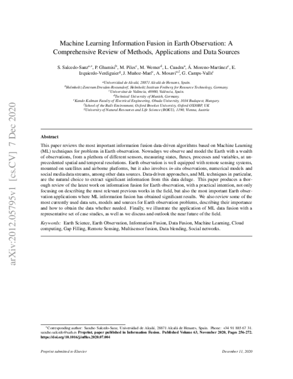 (PDF) Machine learning information fusion in Earth observation: A ...