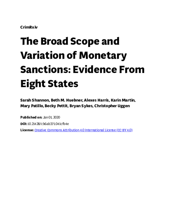 (PDF) The Broad Scope and Variation of Monetary Sanctions: Evidence ...