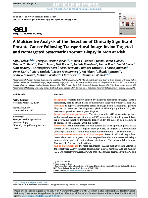 Pdf Targeted Vs Non Targeted Biopsy For Prostate Cancer