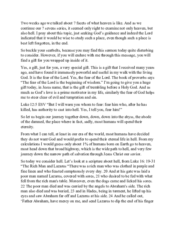 (DOC) 7 Facts about Hell: A Guided tour of Hell