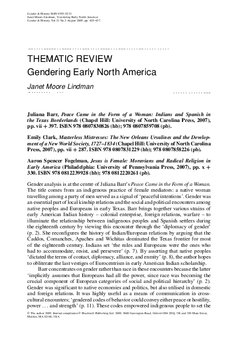 (PDF) Gendering Early North America