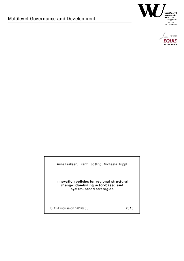 (PDF) Innovation Policies for Regional Structural Change: Combining Actor-Based and System-Based ...