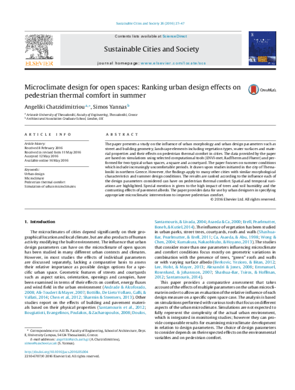 (PDF) Microclimate design for open spaces: Ranking urban design effects ...