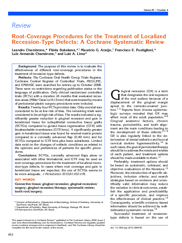 (PDF) Root-Coverage Procedures for the Treatment of Localized Recession ...