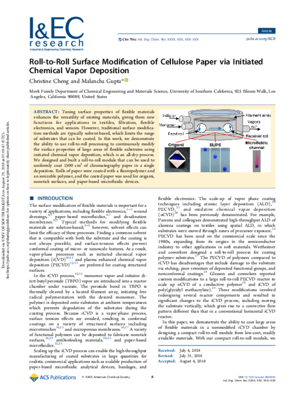(PDF) Roll-to-Roll Surface Modification of Cellulose Paper via ...