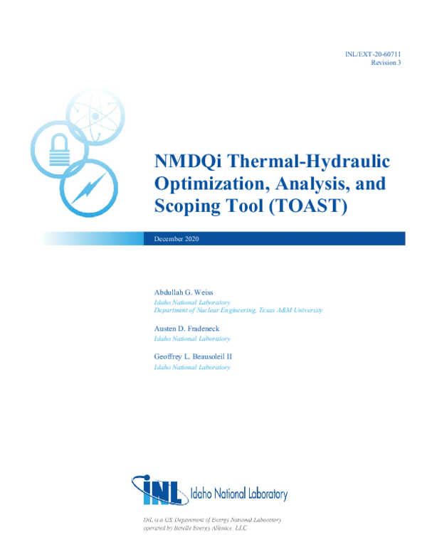 Pdf Nmdqi Thermal Hydraulic Optimization Analysis And Scoping Tool Toast