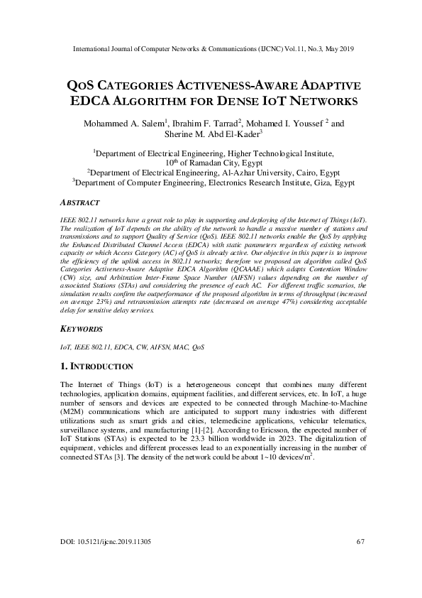(PDF) Adaptive EDCA for QoS in Dense IoT Networks